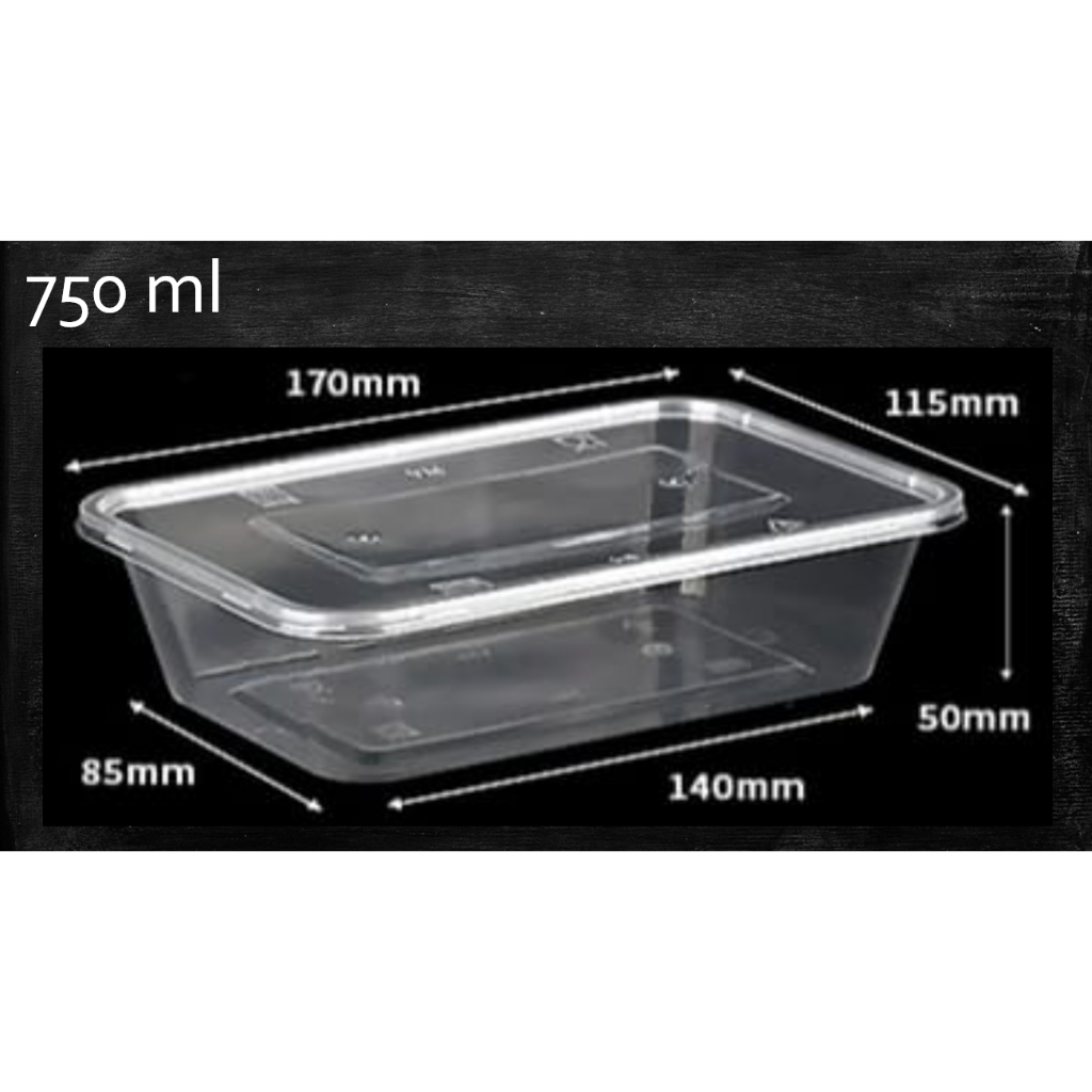 [10pcs] Rectangle Microwavable Food Container (500ml, 750ml, 1000ml ...