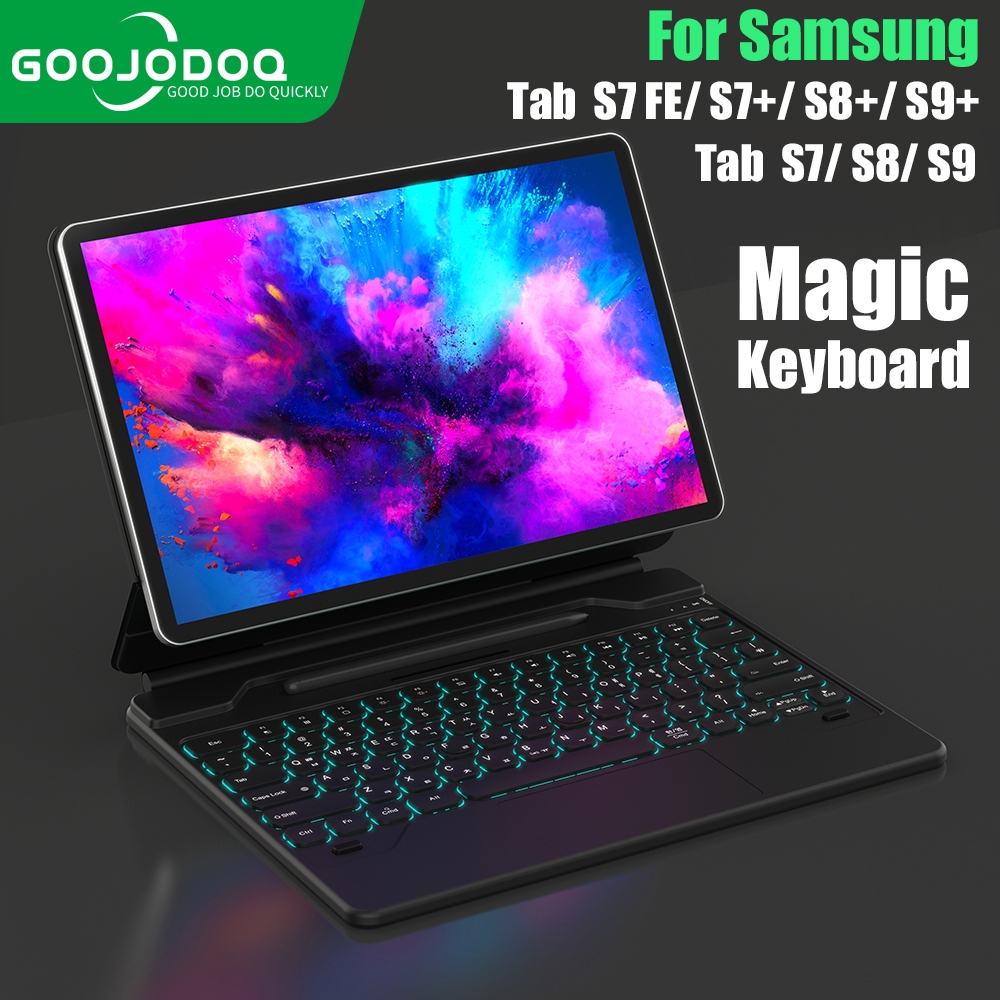 GOOJODOQ Magic Keyboard Case Wireless Bluetooth for Samsung Galaxy Tab S8+/S7 FE/Plus/S9 12.4 ...