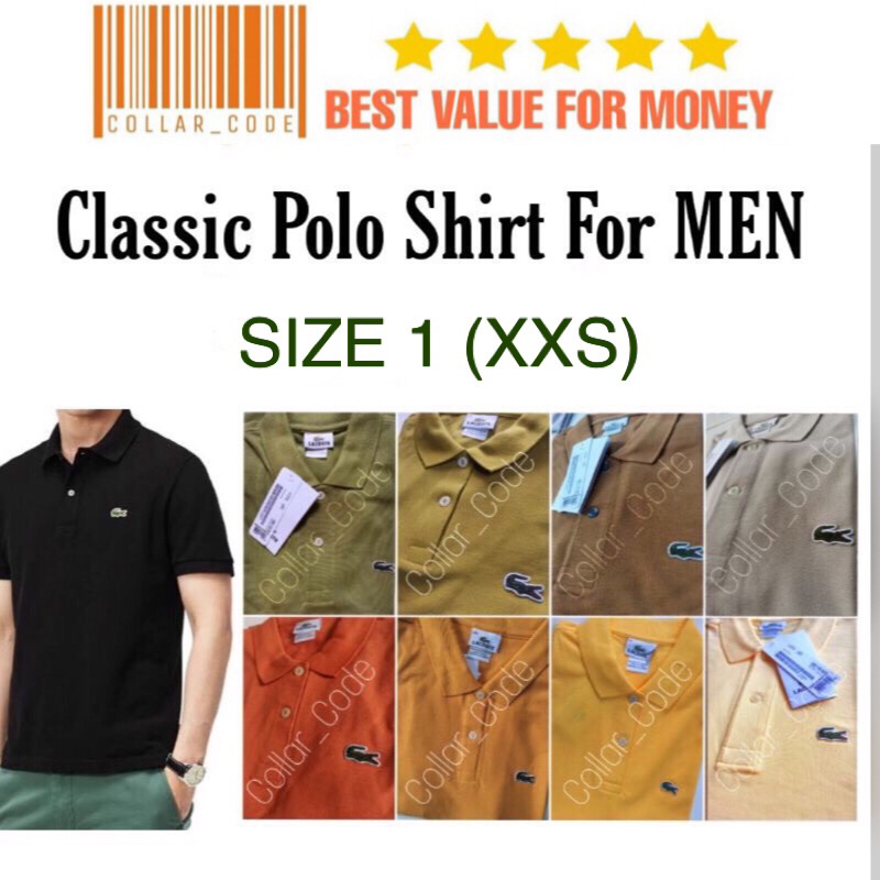 SIZE 1 cotton pique polo shirt MEN CLASSIC (XXS) | Shopee Philippines