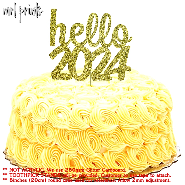 MRL Prints Hello 2024 New Year Cake Topper Party Decoration (UPDATED ...
