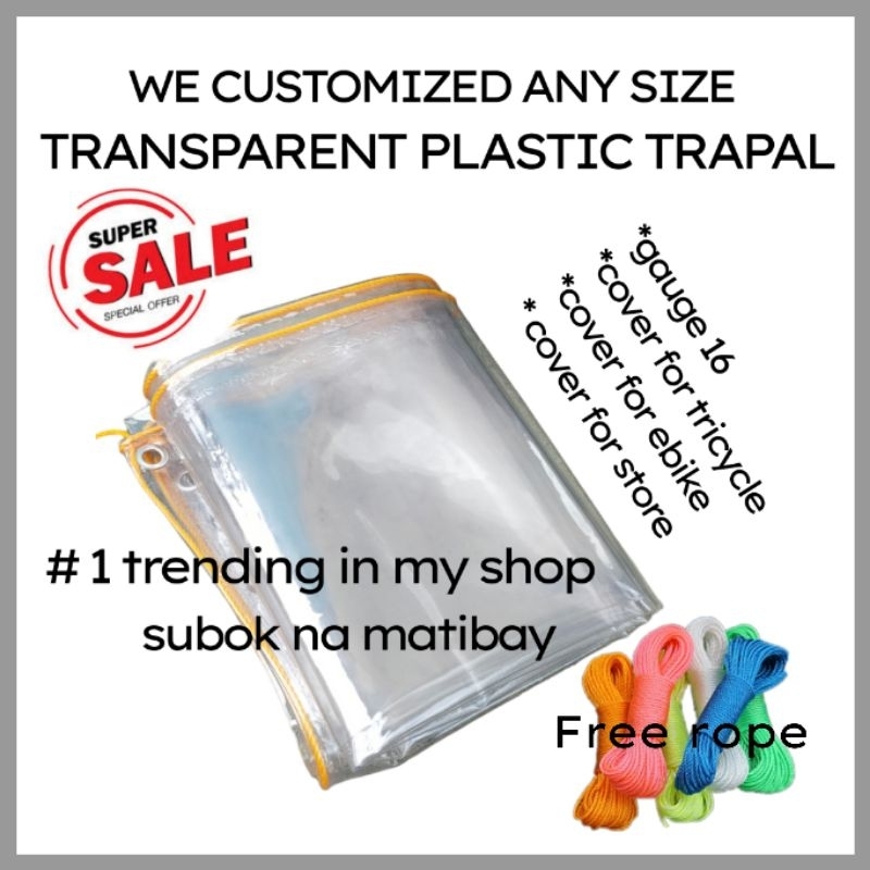 (4ft x 8ft) GAUGE 16 TRANSPARENT PLASTIC TRAPAL MAKAPAL | Shopee ...