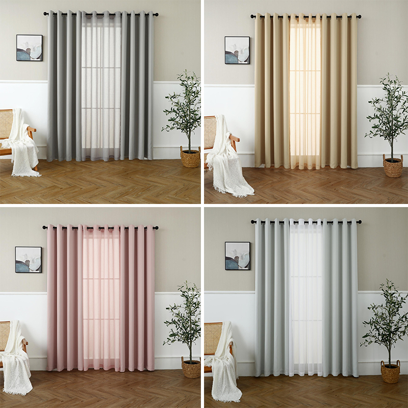 3 in 1 Curtain Set Kurtina Sale Solid Colour Ring Curtains Elegant ...