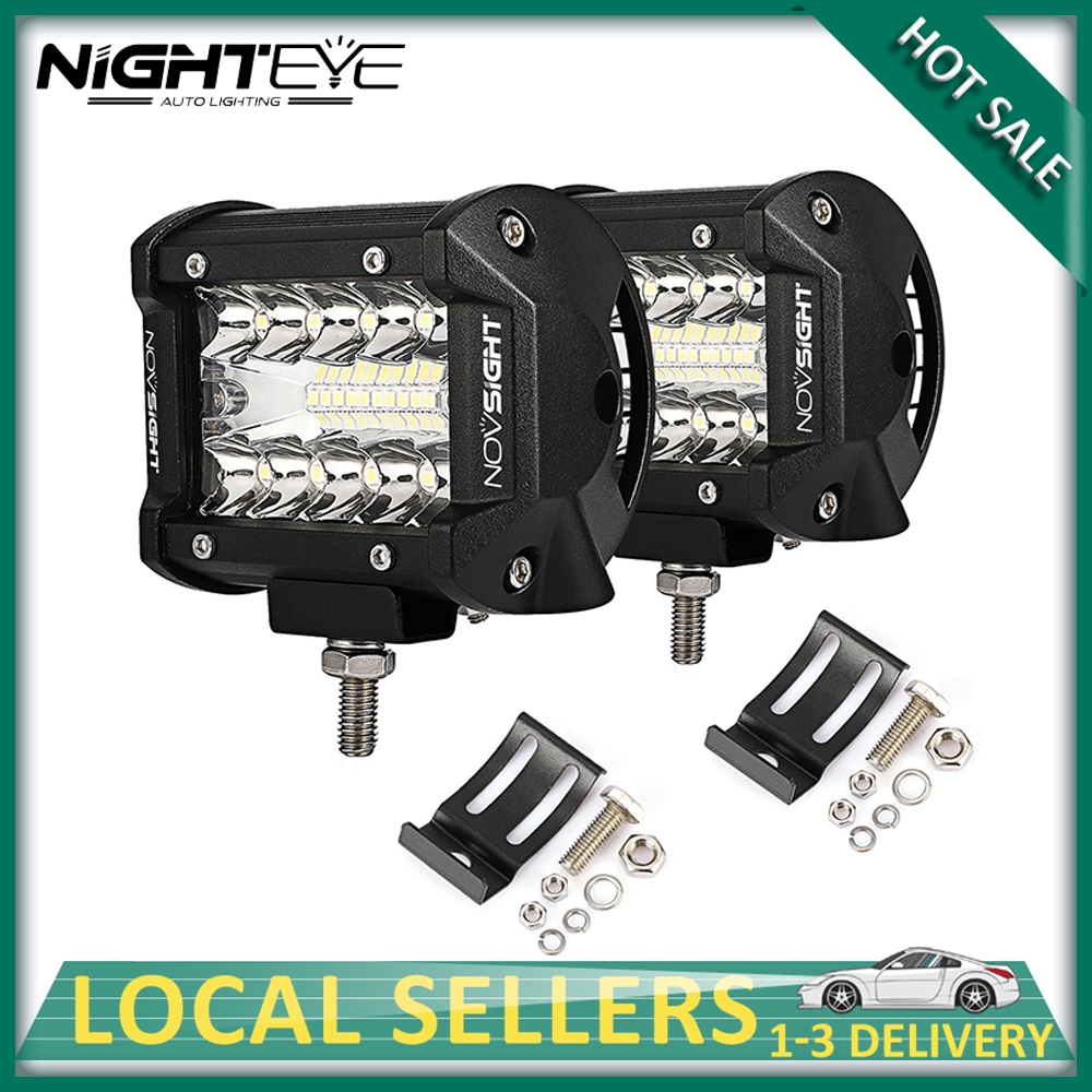 NOVSIGHT 2Pcs 4 Inch Laser Gun 60W 6000LM LED WORK LIGHT BAR for ...