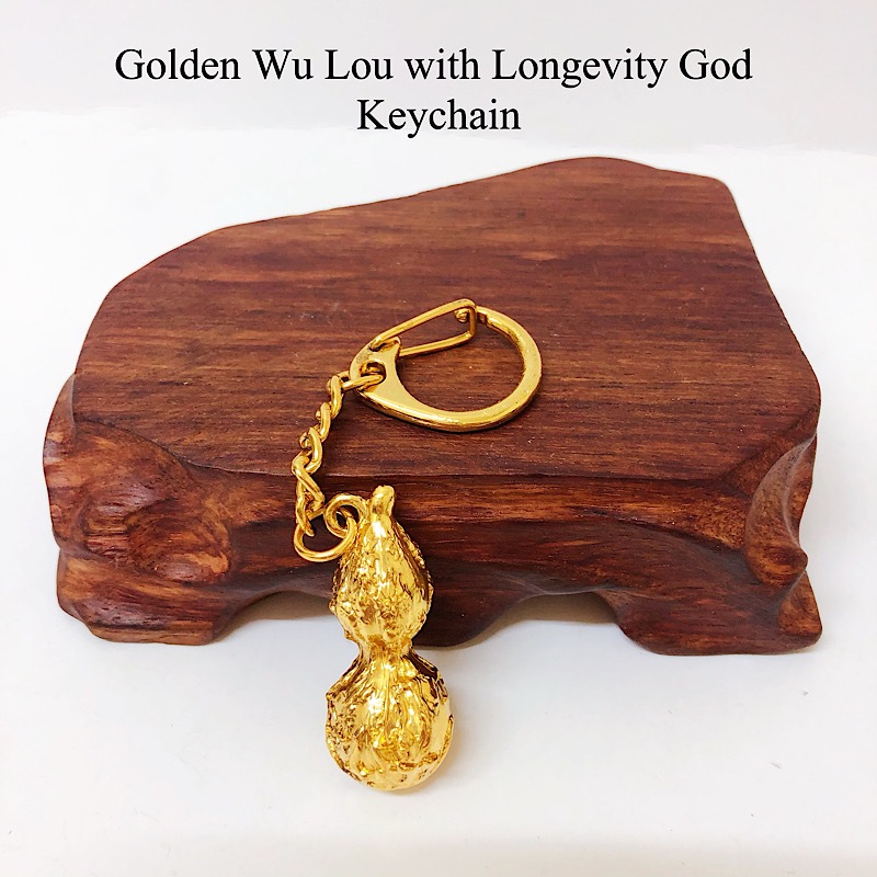 Fengshui Golden Wu Lou with Longevity God Keychain | Shopee Philippines