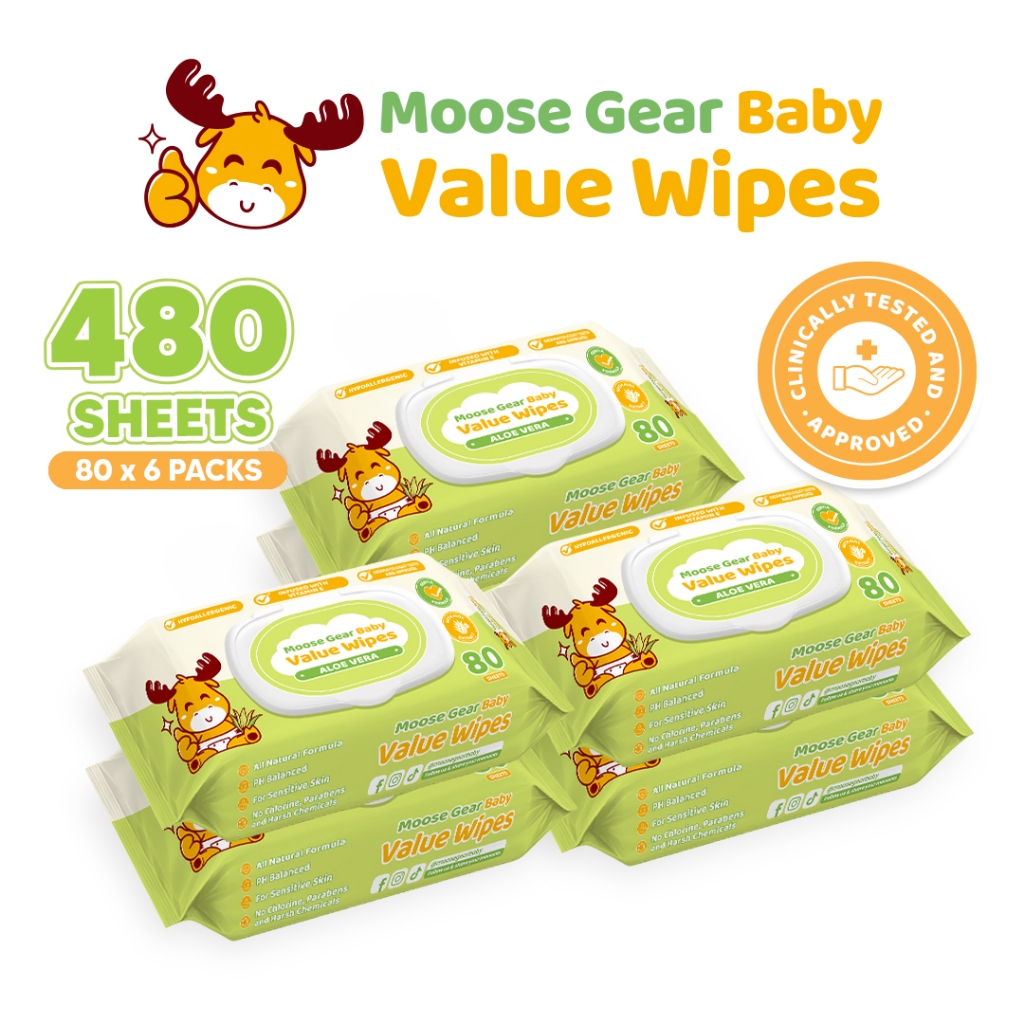 Moose Gear Baby Value Wipes Aloe Vera Scent 480s (6PACKS ...