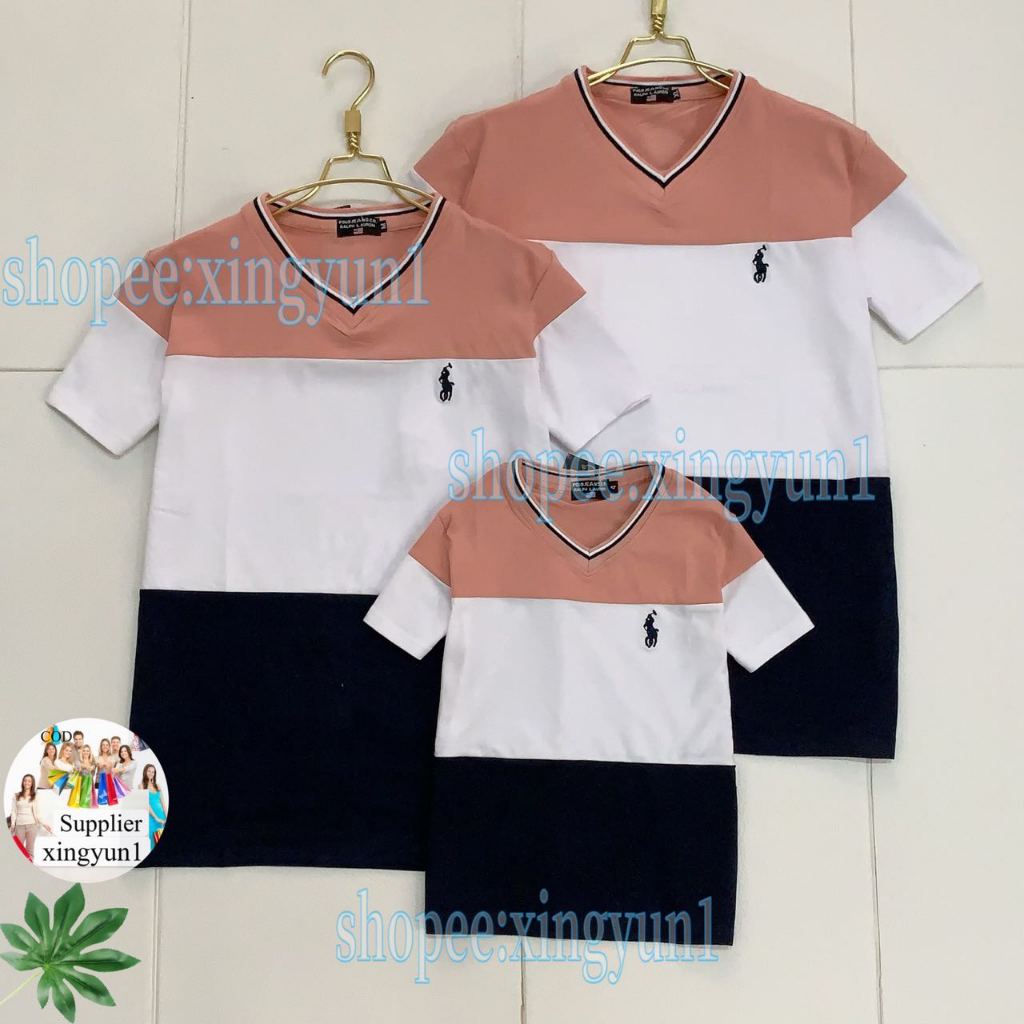 family Tshirt Vneck fashion Tricolor cotton style FDJ FDH FDK | Shopee ...