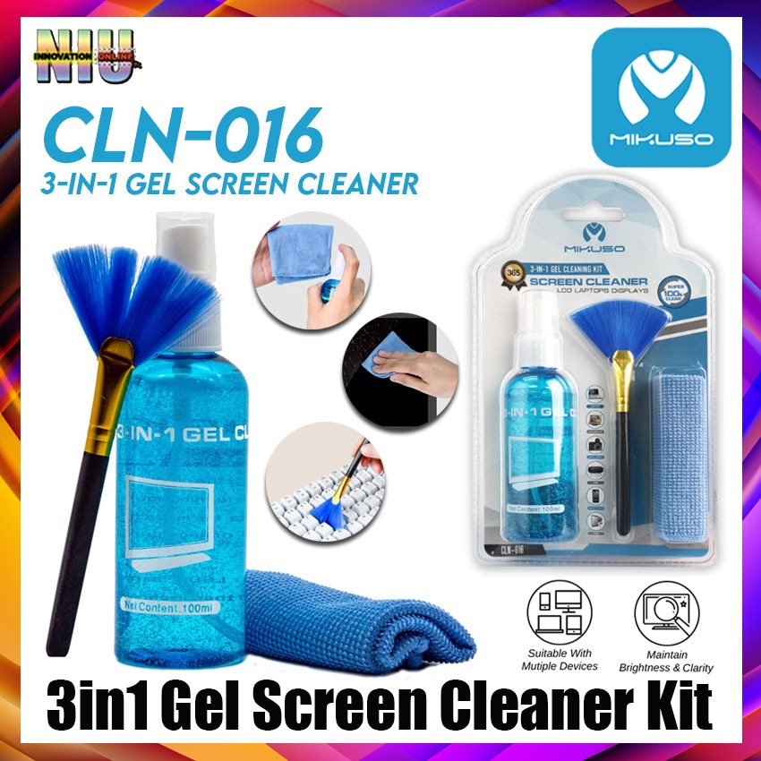 MIKUSO CLN-016 3 in 1 Screen Cleaner Kit Screen Gel Cleaning Kit for PC, Laptop, Smartphone ...