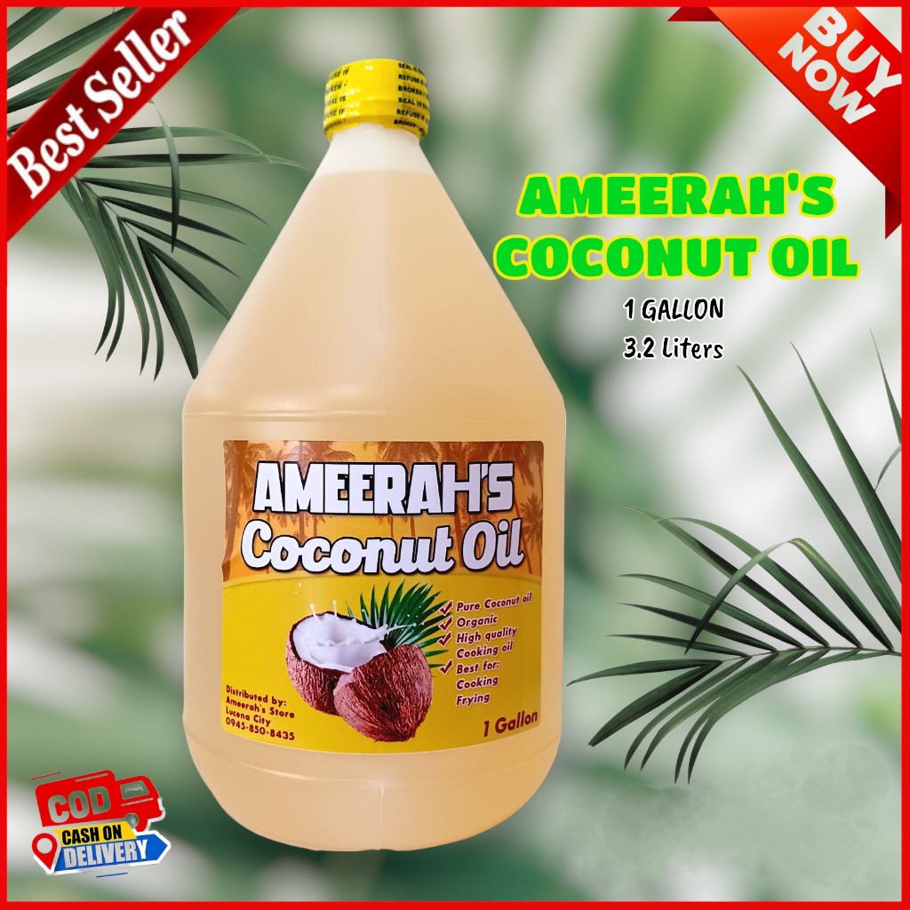 Ameerah Pure Coconut Oil 3.2Liters (1 Gallon) Organic Cooking Oil ...