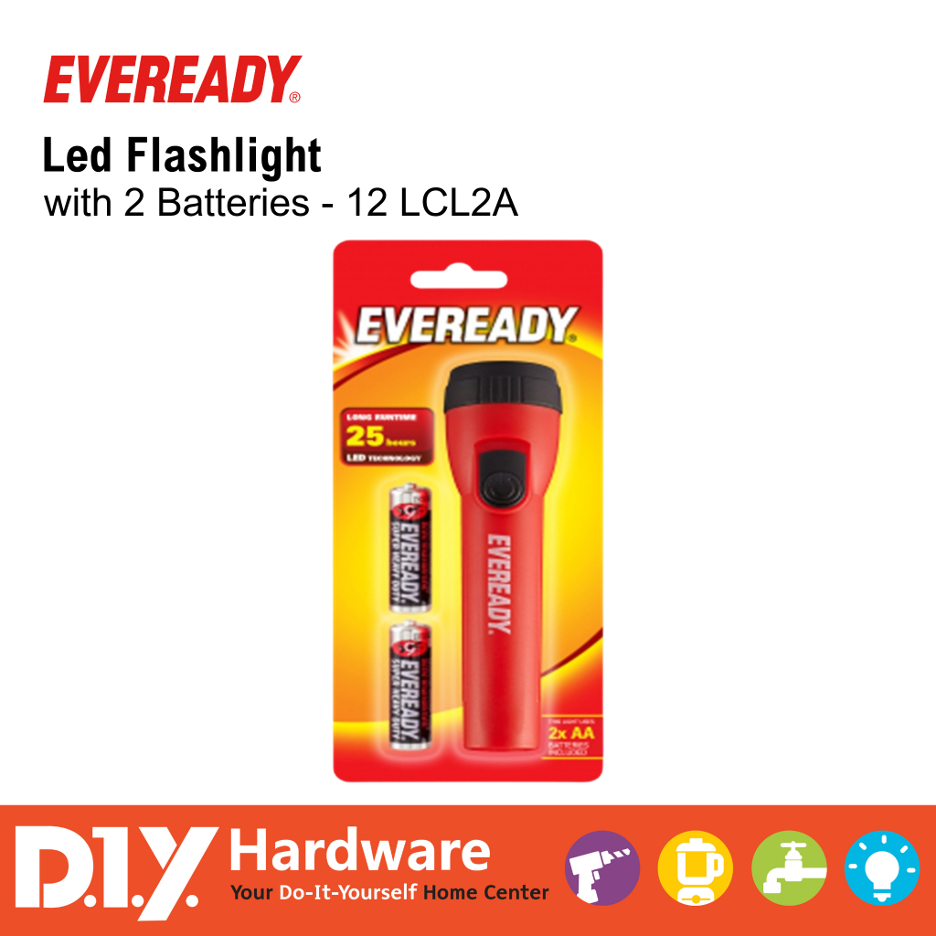 Eveready LED Flashlight 12 LCL2A with 2 Eveready Batteries Included ...
