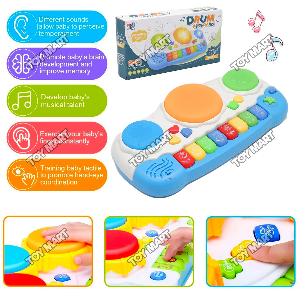 Toy Magic Electronic Drum Keyboard Musical Toy with Animal Sounds ...