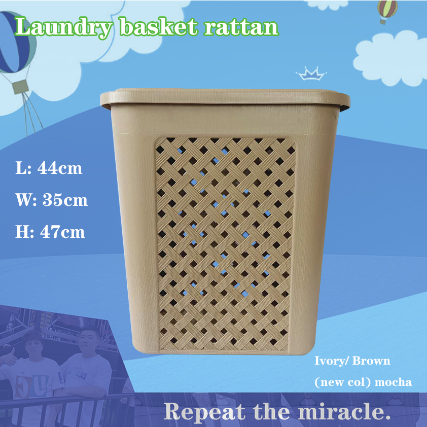 Uniglobal High Quality Rattan Cane Laundry Basket With Cover | Shopee Philippines