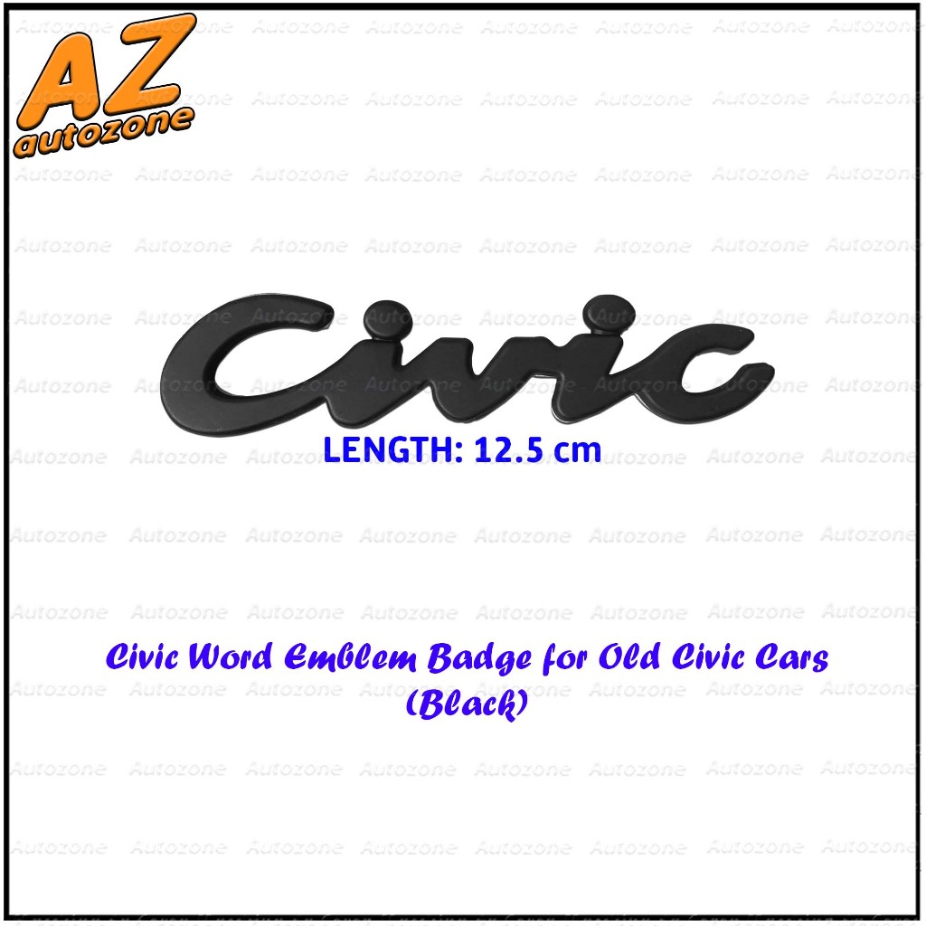 CIVIC Word Rear Trunk Emblem Badge for OLD Honda Civic (Matte Black ...