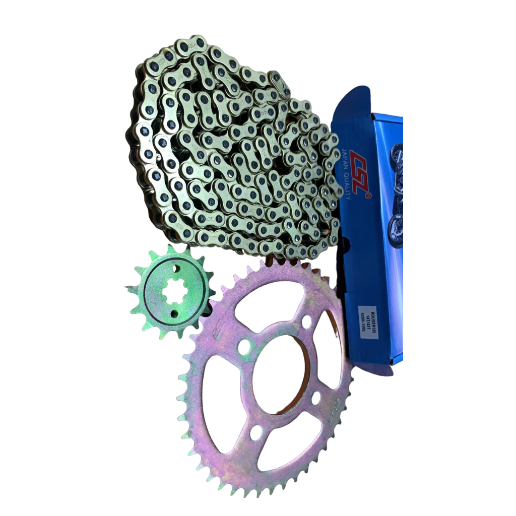 cSL CHAIN SET ROUSER135 (14T/43T) 428H-130L (GOLD/BLACK) JAPAN QUALITY ...