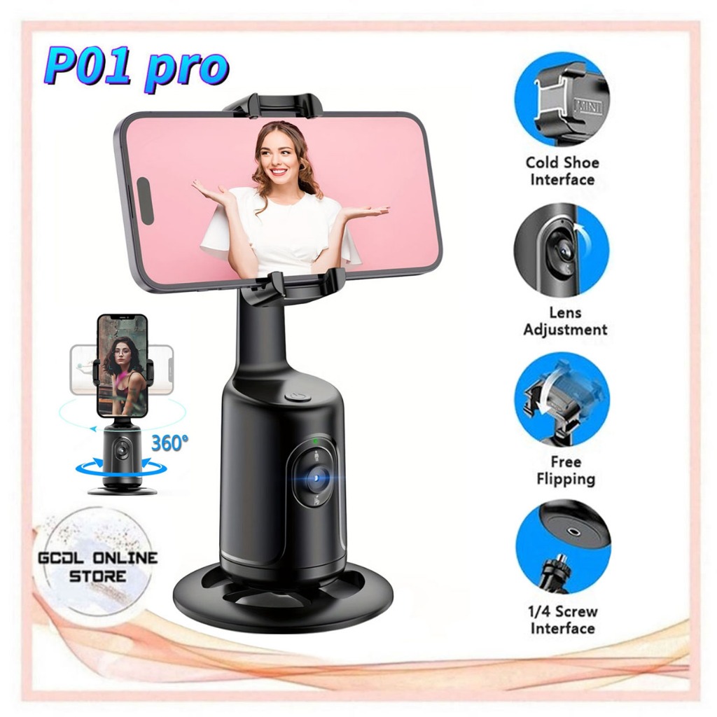 P01 Pro Gimbal Stabilizer Phone Holder 360° Face Auto Tracking AI ...