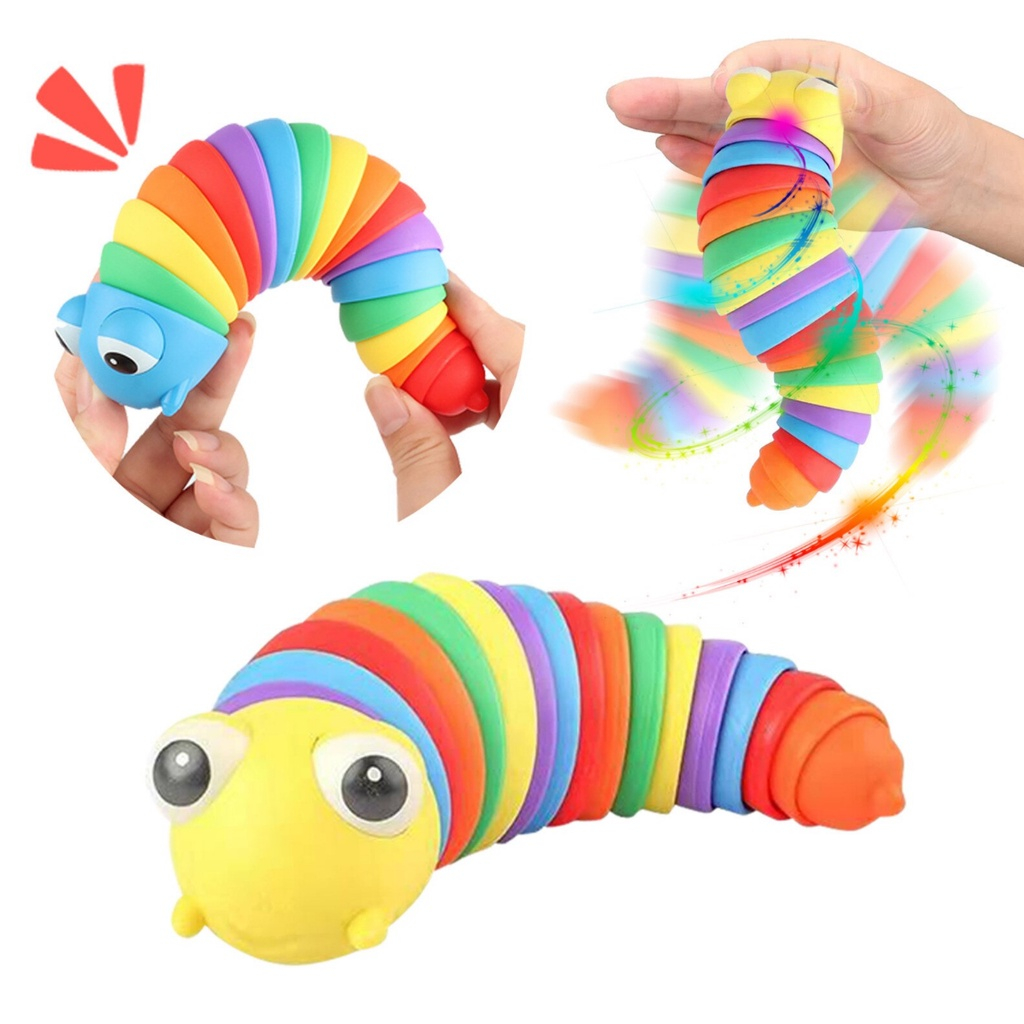NIKKY NEW Fidget Toy Slug Articulated Flexible 3D Slug Joints Curled ...