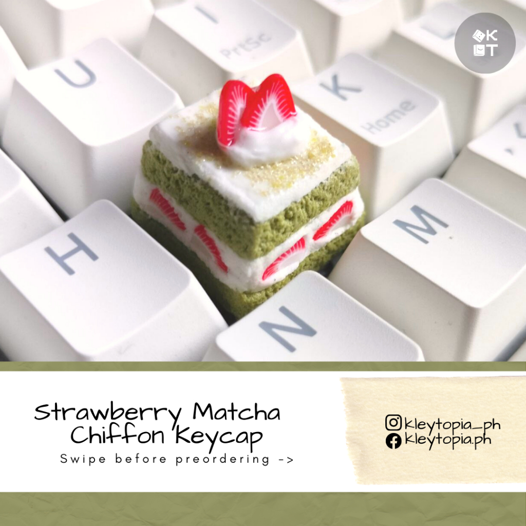 STRAWBERRY MATCHA CHIFFON | Handmade Custom Artisan Keycap | For ...