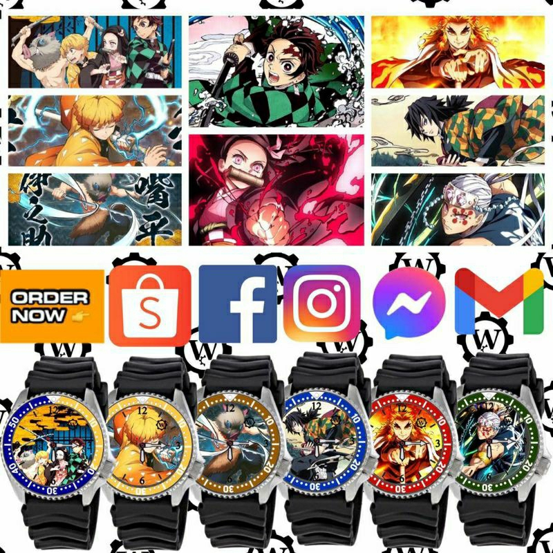 Demon Slayer Anime Artwork Analog Rubber Wristwatch WatchCrafter ...