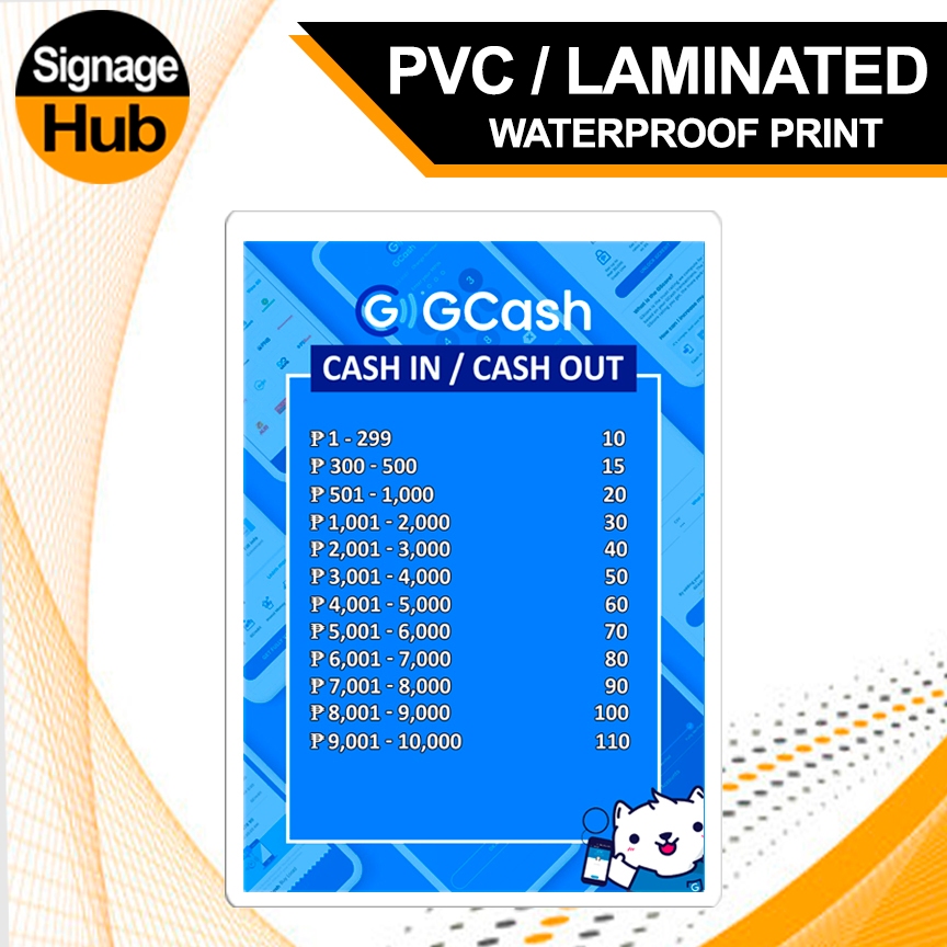 Price Rates Gcash Cash-In & Cash-Out Signages | A4 size or Tarpaulin ...