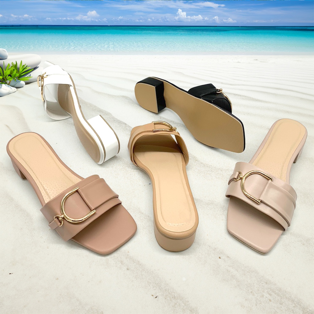 R&A915 1-In Square & Peep Toe with Single Buckle Toe Strap ...