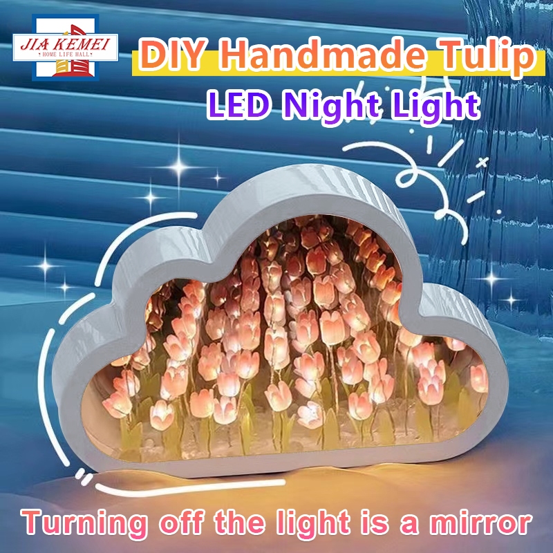 Tulips Mirror Lamp Cloud Light Diy Led Flower Lamp Tulip Night Lamp ...