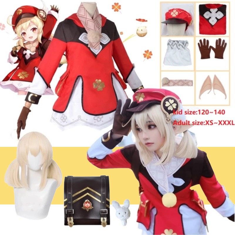 Genshin Impact Klee Cosplay Costume Backpack Dodoco Wig Klee Kids ...