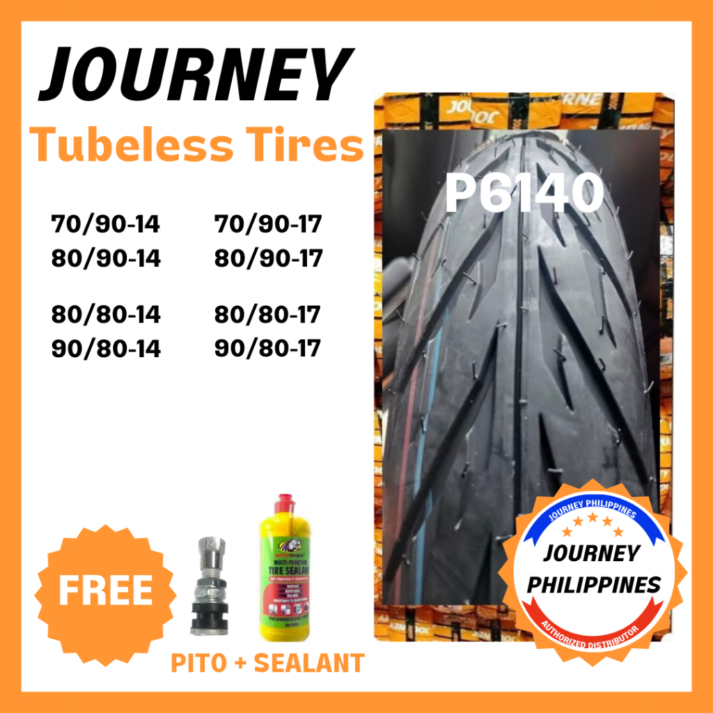 Journey Tubeless Tires P6140 80/90-14 70/90-17 80/80-17 80/90-17 WFSP ...