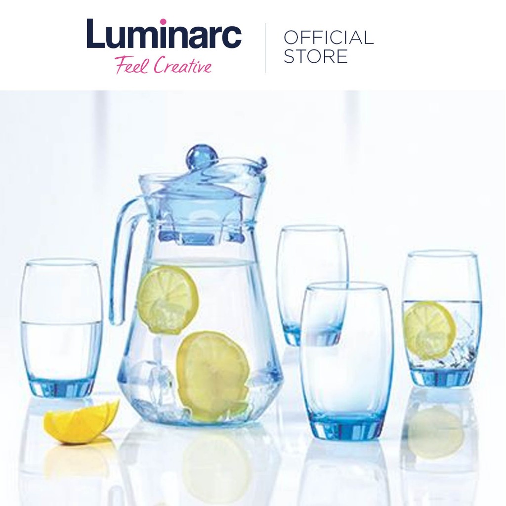 Luminarc L0470/L0535 Arc Boisson Wavy 5pc Ice Blue Drink Set Water Set ...