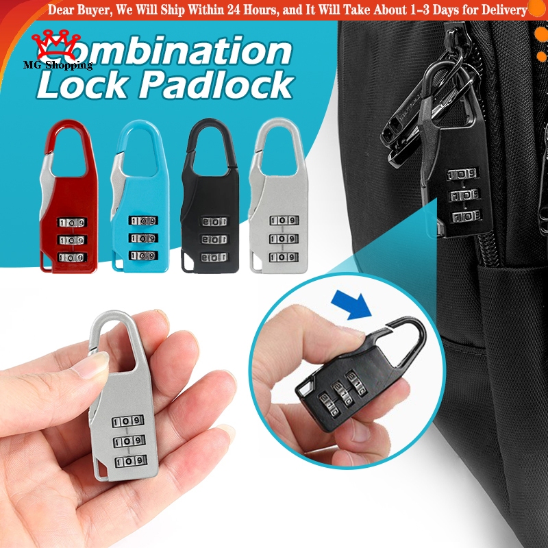 Dial Digits Code Number Password Combination Padlock Luggage Lock Safety Backpack Zipper Padlock ...