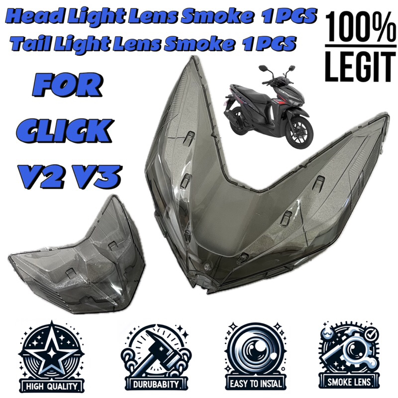 HONDA CLICK V2 SMOKE HEAD LIGHT LENS AND TAIL LIGHT LENS FOR CLICK V2 ...
