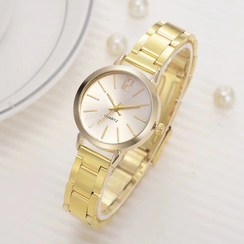 Fashion Women Gold Silver Watch Luxury Simple Ladies Quartz Wrist ...