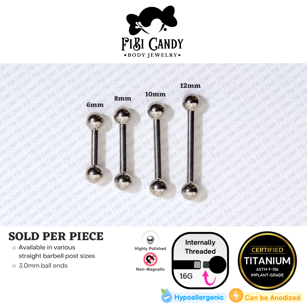 FiBiCandy ITB0001 Enid 16G Astm F136 Titanium Earring Piercing Barbell ...