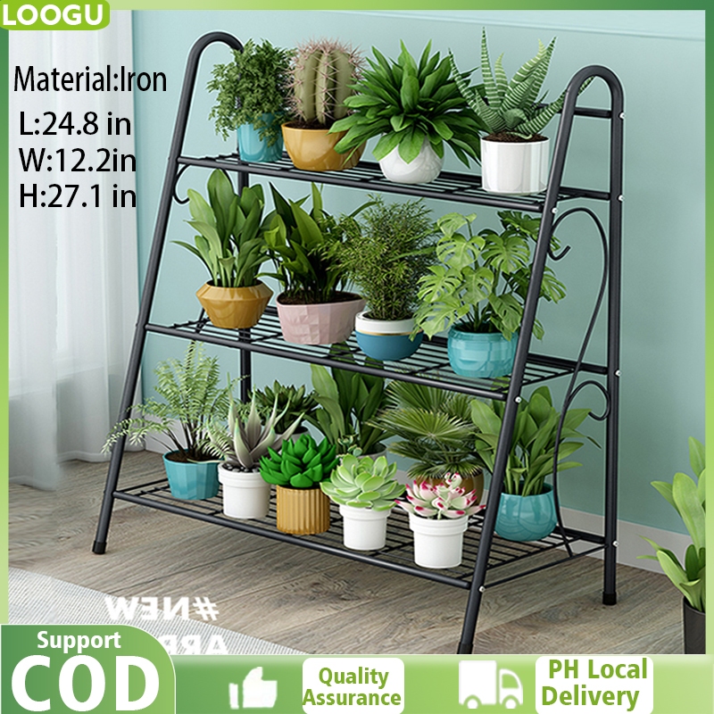 3 Layer Metal Plant Rack Flower Pot Holder Plant Stand Display Indoor ...