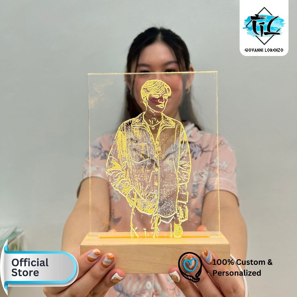 PERSONALIZED ACRYLIC LED LAMP ENGRAVING FOR GIFT BIRTHDAY PERSONAL ...