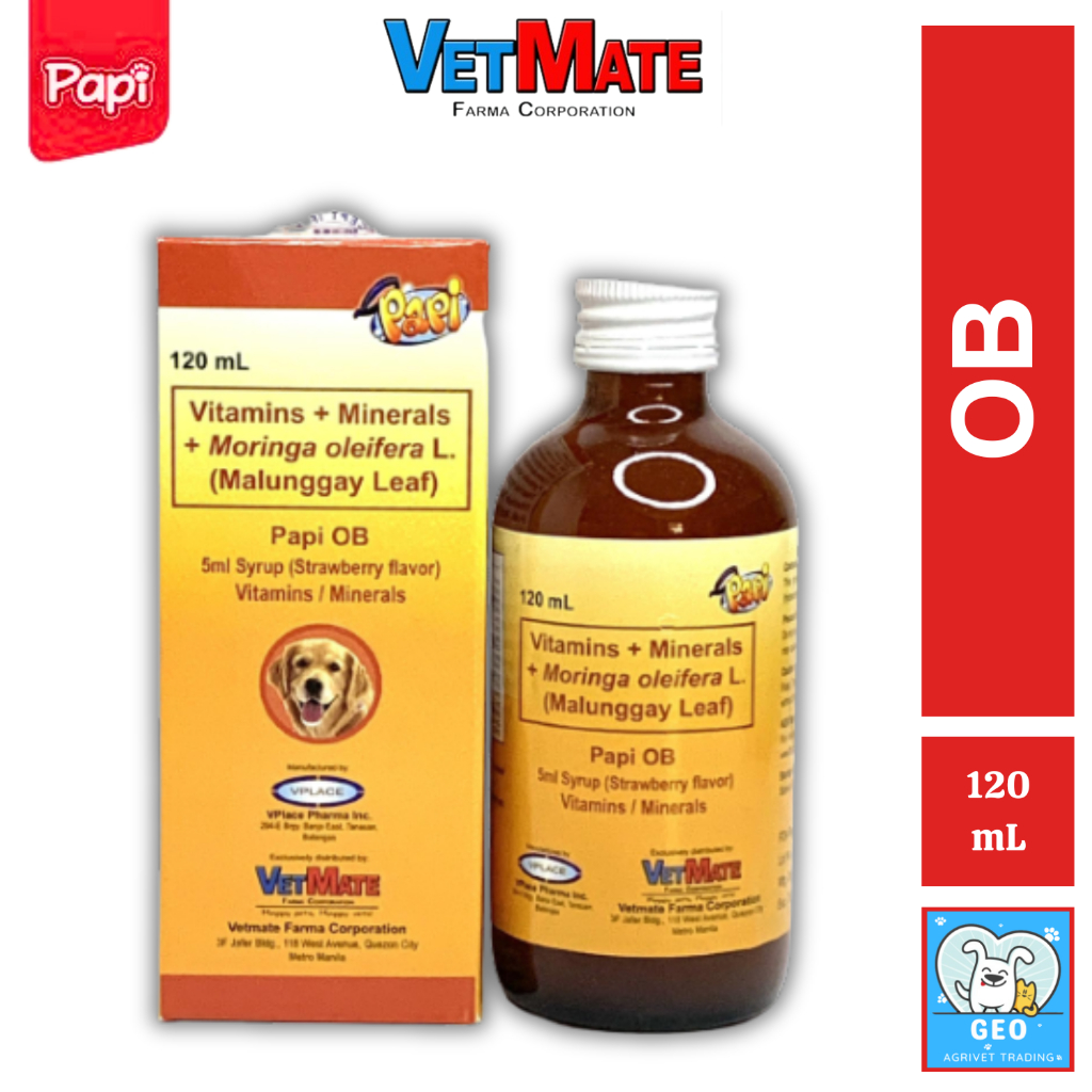 [GEO AGRIVET] 1pc PAPI OB SYRUP Vitamins + Minerals 120mL (Strawberry ...