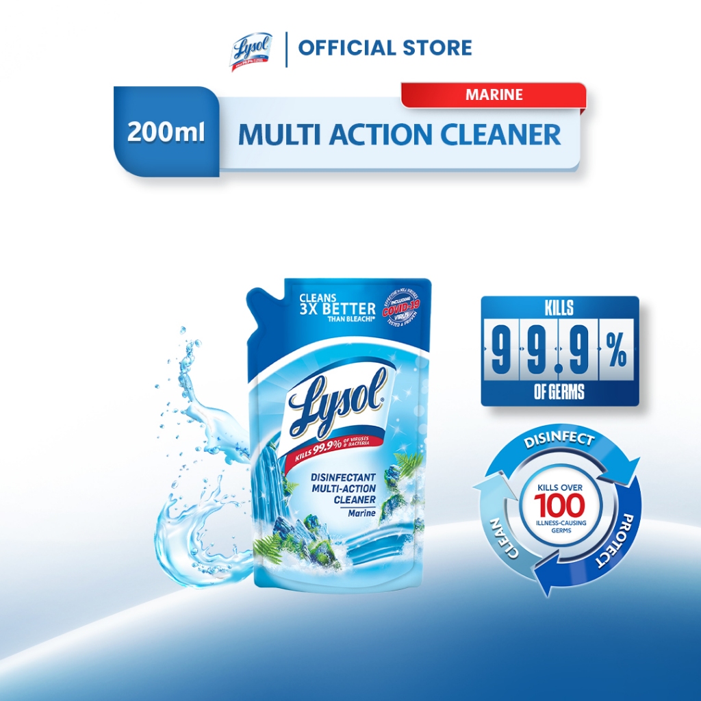 Lysol Multi Action Cleaner Antibacterial Marine Scent 200 mL | Shopee Philippines