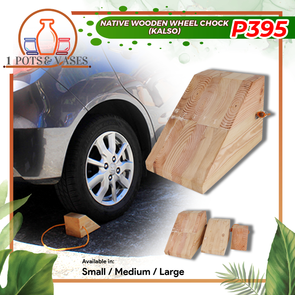 1POTS&VASES 1pc NATIVE WOODEN WHEEL CHOCKS (6 inches x 6 inches x 9 ...