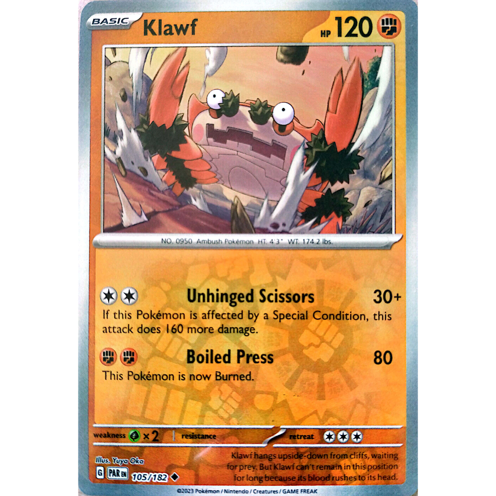 Pokemon TCG Klawf 105/182 Paradox Rift | Shopee Philippines