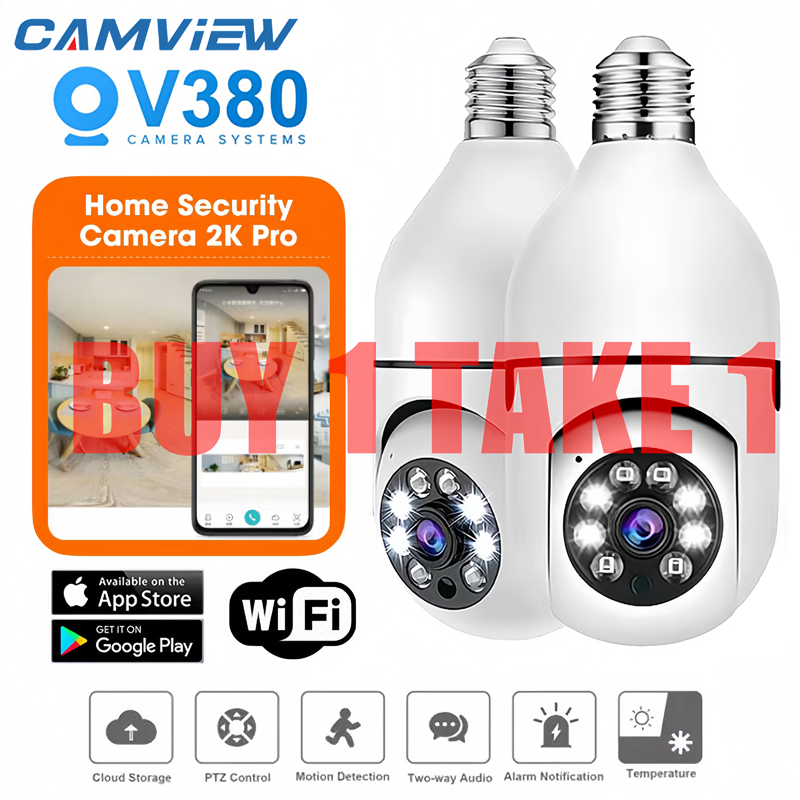 Camview BUY1 TAKE 1 V380 Pro CCTV Camera Light Bulb Wifi Connect to Cellphone Smart Night Vision ...