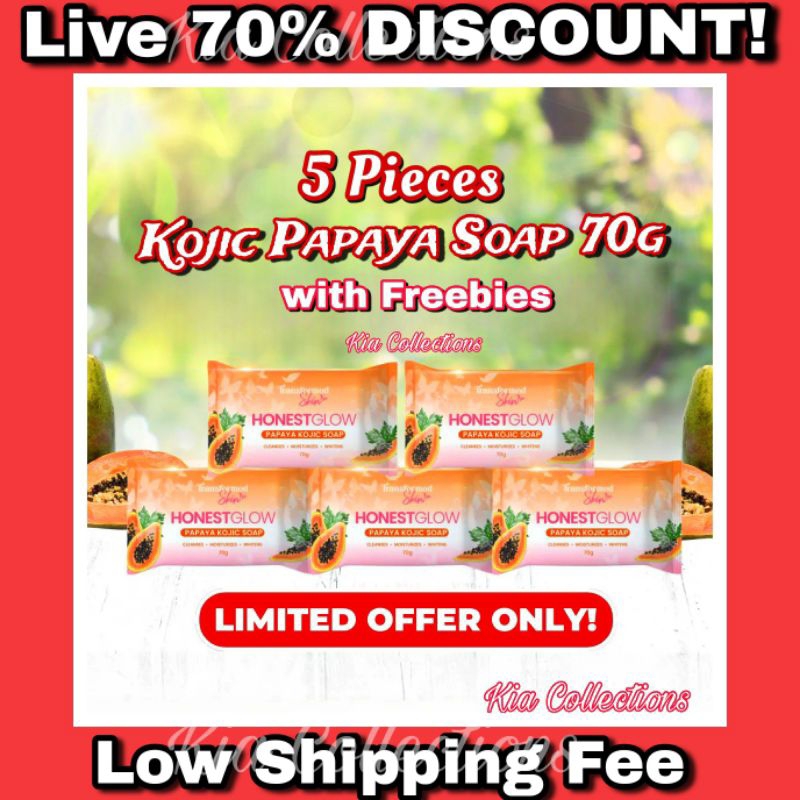 70% Discount 5PCS Kojic Papaya Soap 70g by Honest Glow | Shopee Philippines