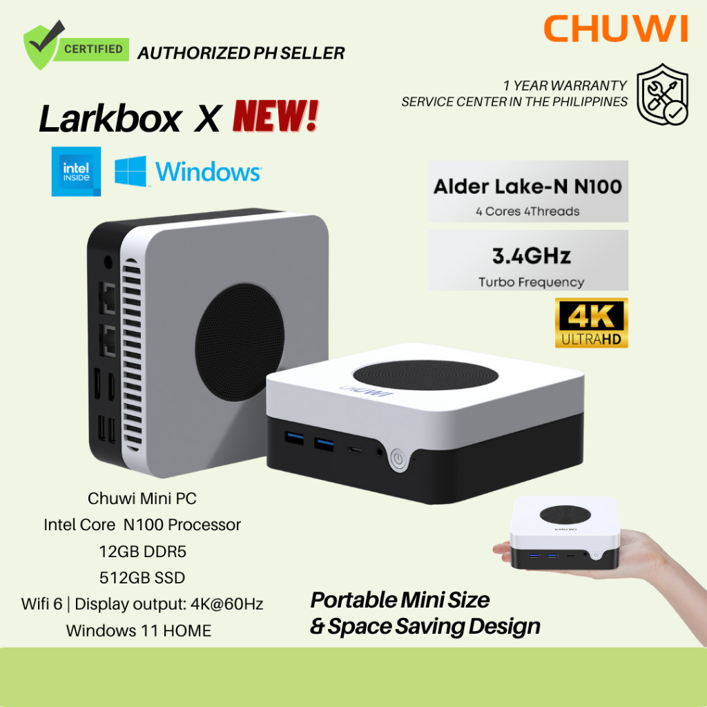 Chuwi Larkbox X Mini PC Intel N100 | 12GB DDR5 512GB SSD | Win 11 Home ...