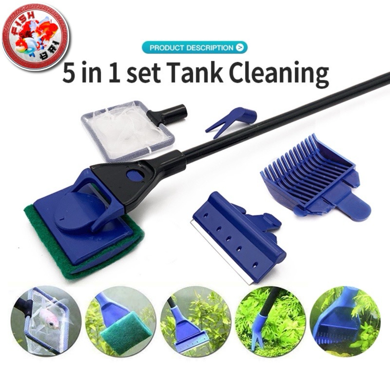 5 In 1 Aquarium Cleaning Tools Set Multifunctional Fish Tank Cleaning ...