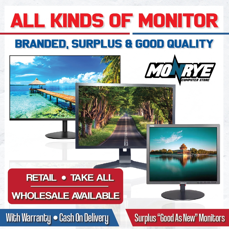 Monitors - 17 19 22 24 Inches - VGA / DISPLAY PORT / DVI / WITH CABLES ...