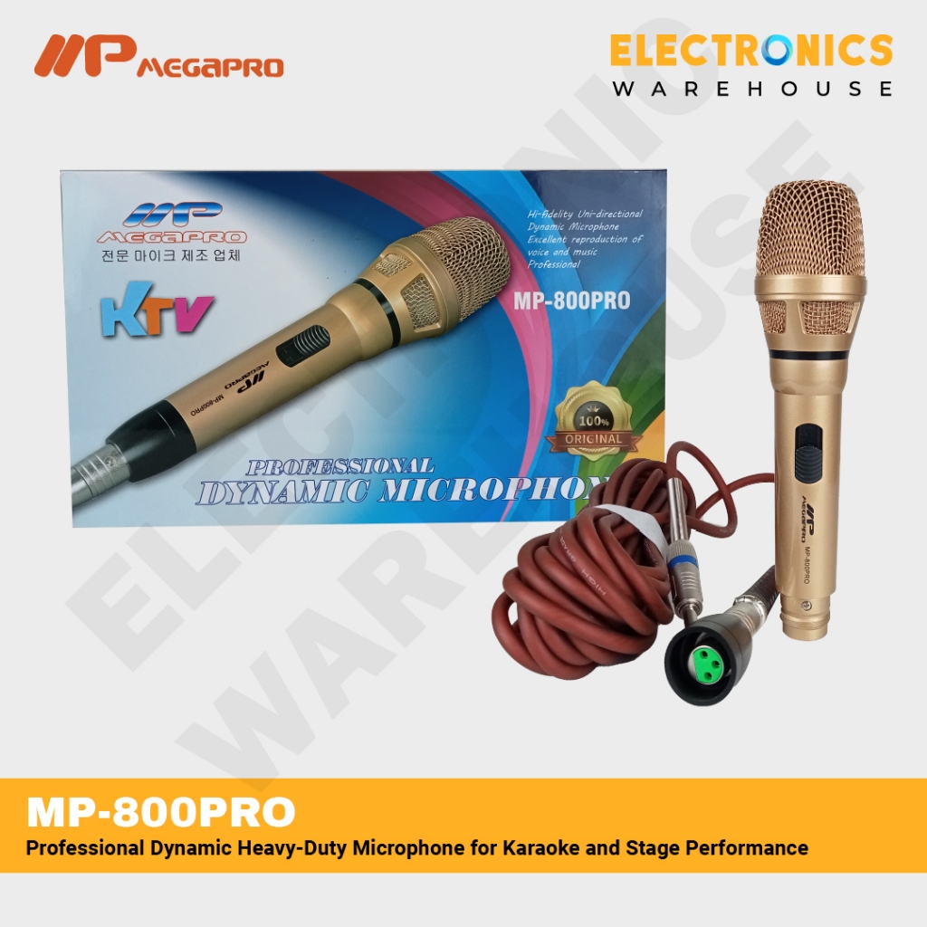 Megapro MP-800PRO Professional Dynamic Heavy-Duty Microphone for Karaoke and Stage Performance ...