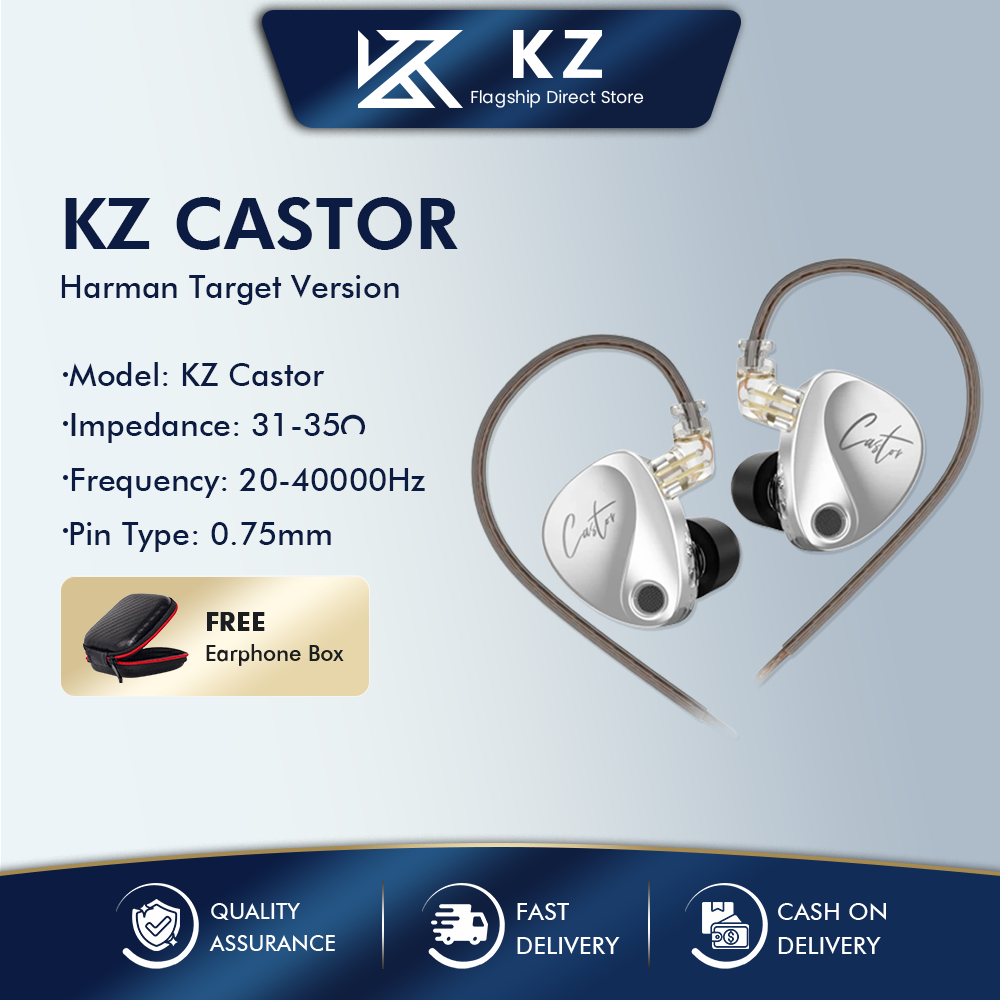 KZ Castor In-Ear Headphones Dual Dynamic 2DD 10mm+8mm Hi Fi Headset With Mic | Shopee Philippines