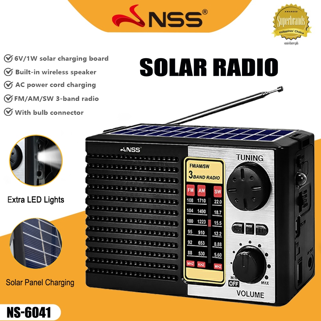 NSS Solar Radio With Bluetooth 3 Band AM/FM/SW TF/USB LED Lighting ...