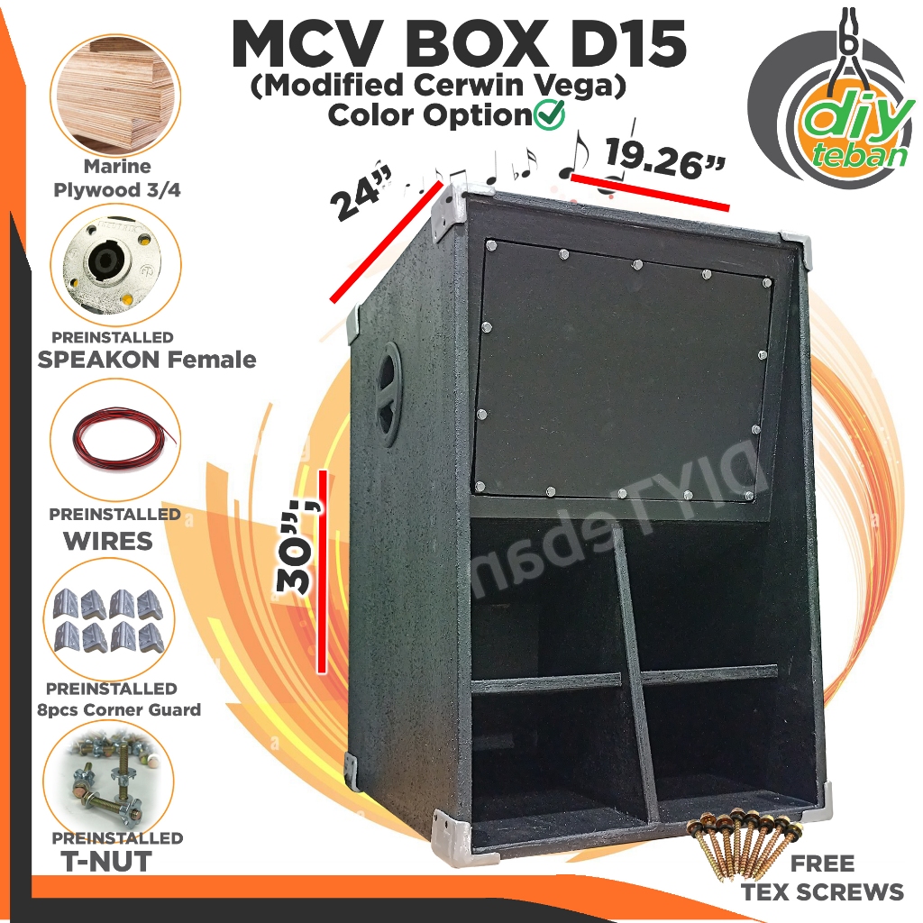 MCV Speaker BOX D15 Black Textured (Modified Cerwin Vega) Long Throw ...