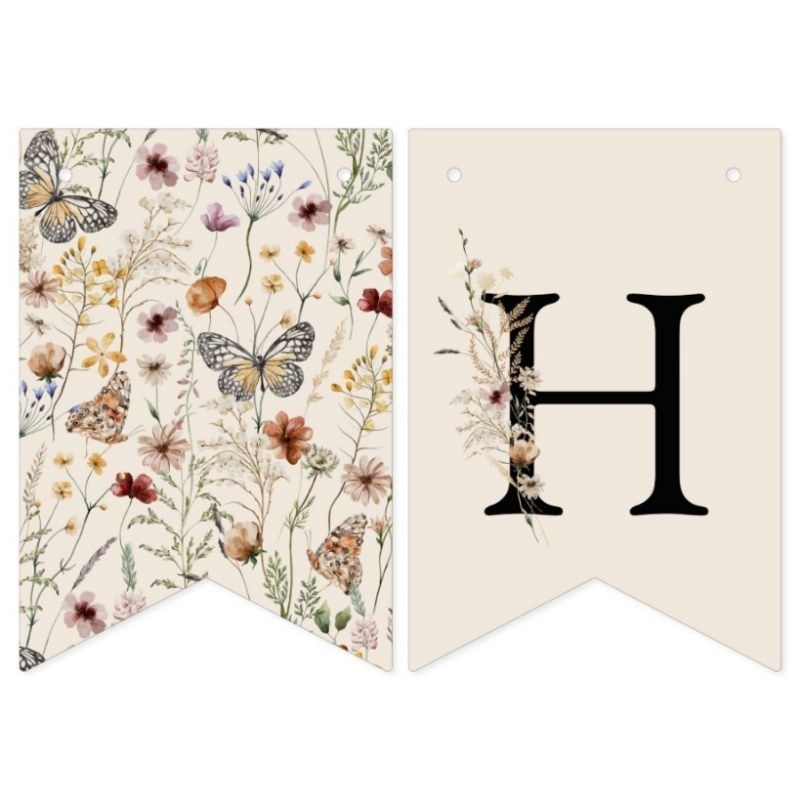 Wild flower brown aesthetic theme customized happy birthday banner ...