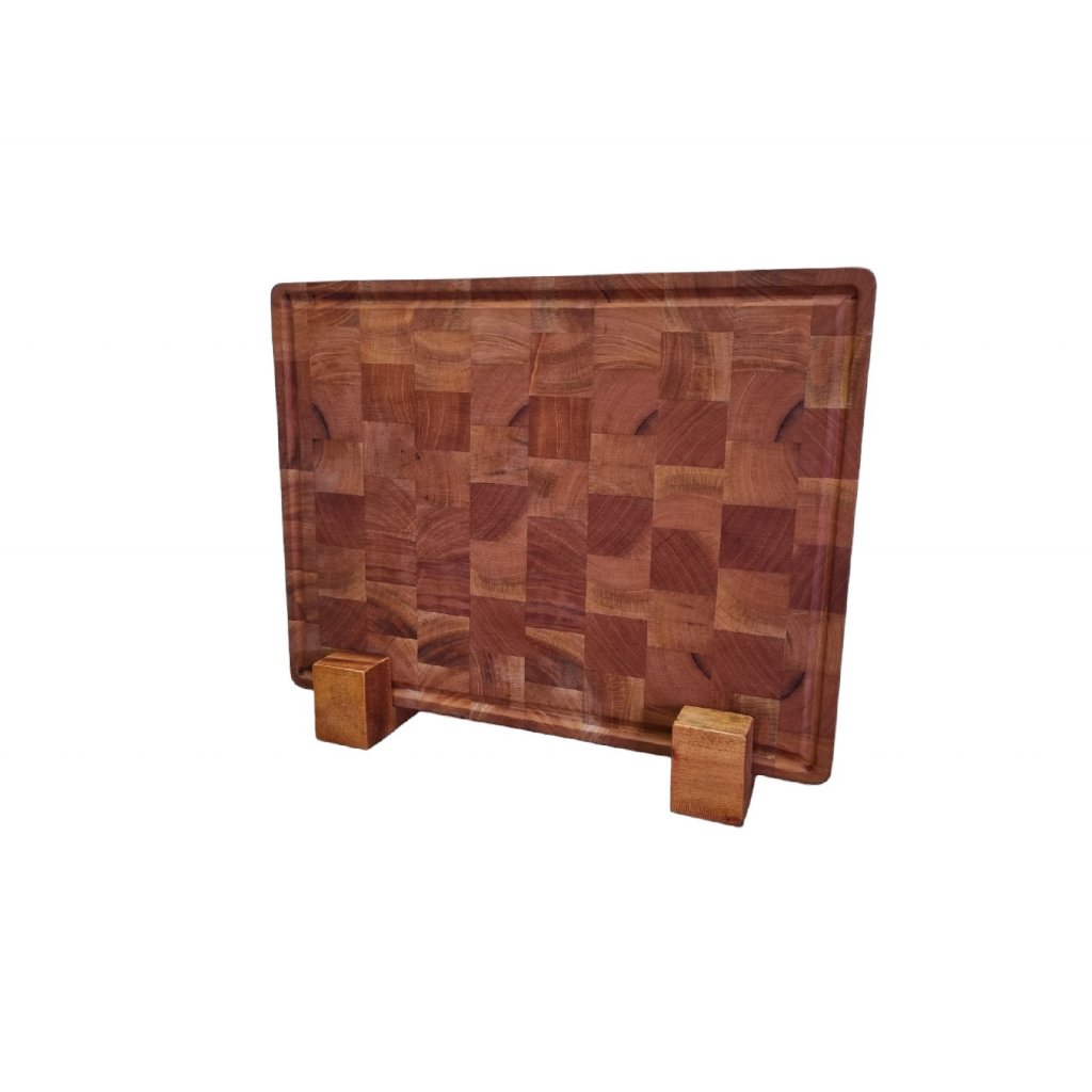 Butcher Block (End Grain) with Stand Genuine Mahogany Wood 1.5" x 12" x ...