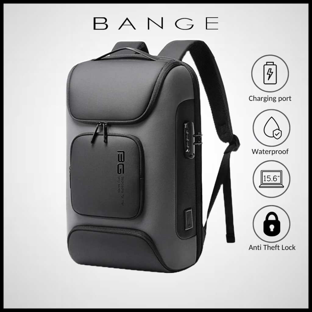 BG-7216plus Bange backpack travelbag USB chagingport mens bag waterproof | Shopee Philippines