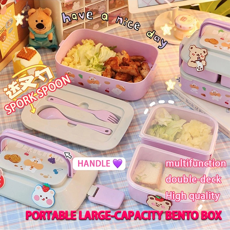 2-Layer Lunch Box/Double Grid Layer Lunch Box For Kids Food/lunch box ...